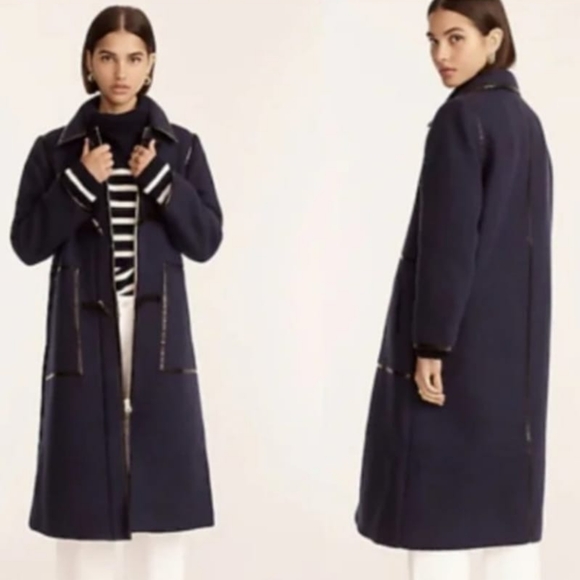 J. Crew | Jackets & Coats | J Crew Collection Long Toggle Coat In Navy ...